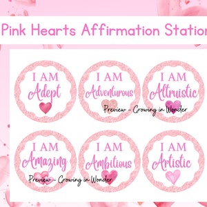 Pink Heart Affirmation Station, Mirror Border, Positive Affirmations - Etsy