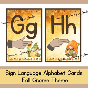Fall Gnome Alphabet Sign Language Cards, Printable ASL Posters - Etsy