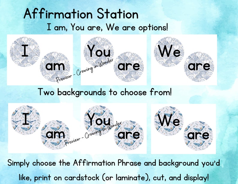 Under the Sea, Ocean Affirmation Station: Neutral Boho Theme - Etsy