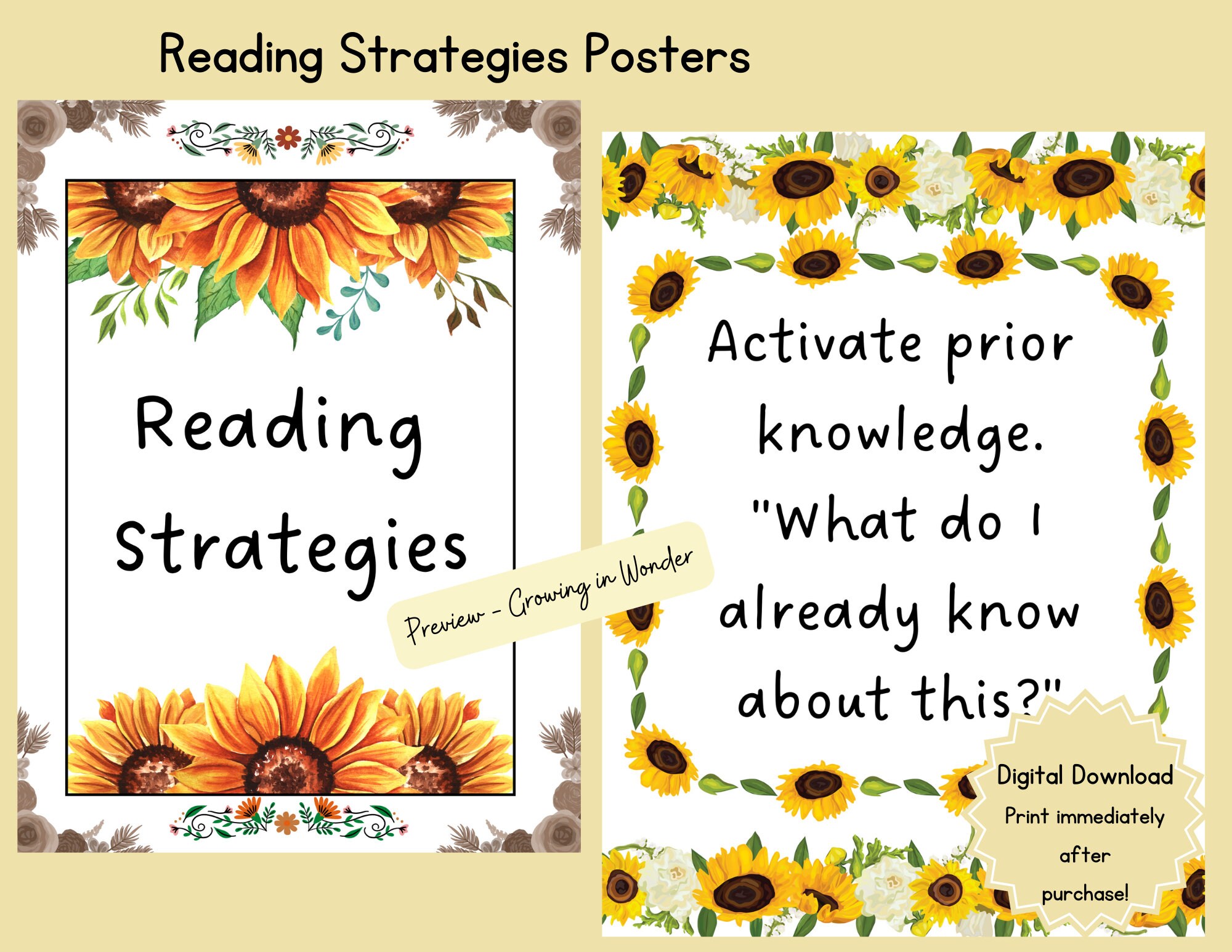 Reading Strategies Posters, Classroom Reading Bulletin Board - Etsy