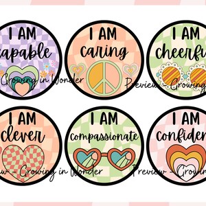 Groovy Retro Heart Positive Affirmations, Affirmation Station ...