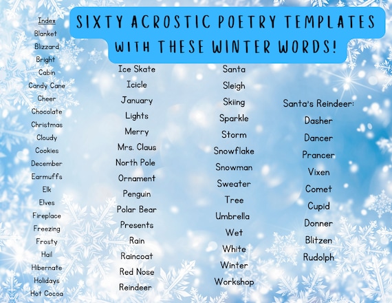 Noel Acrostic Poems