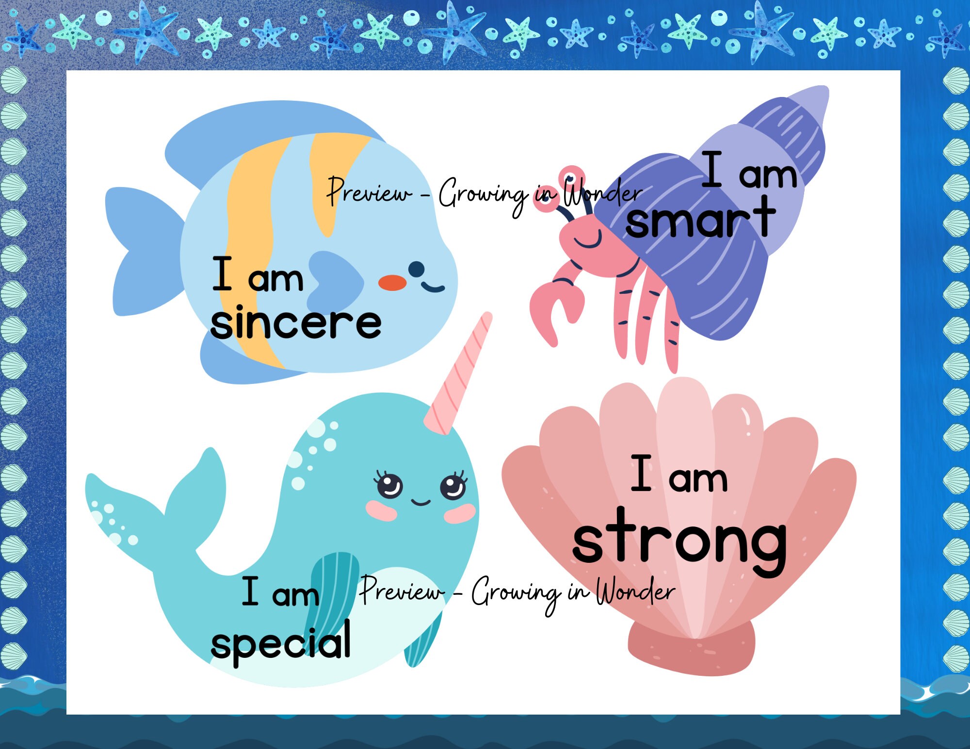 Under the Sea, Ocean Animal Affirmation Station - Etsy