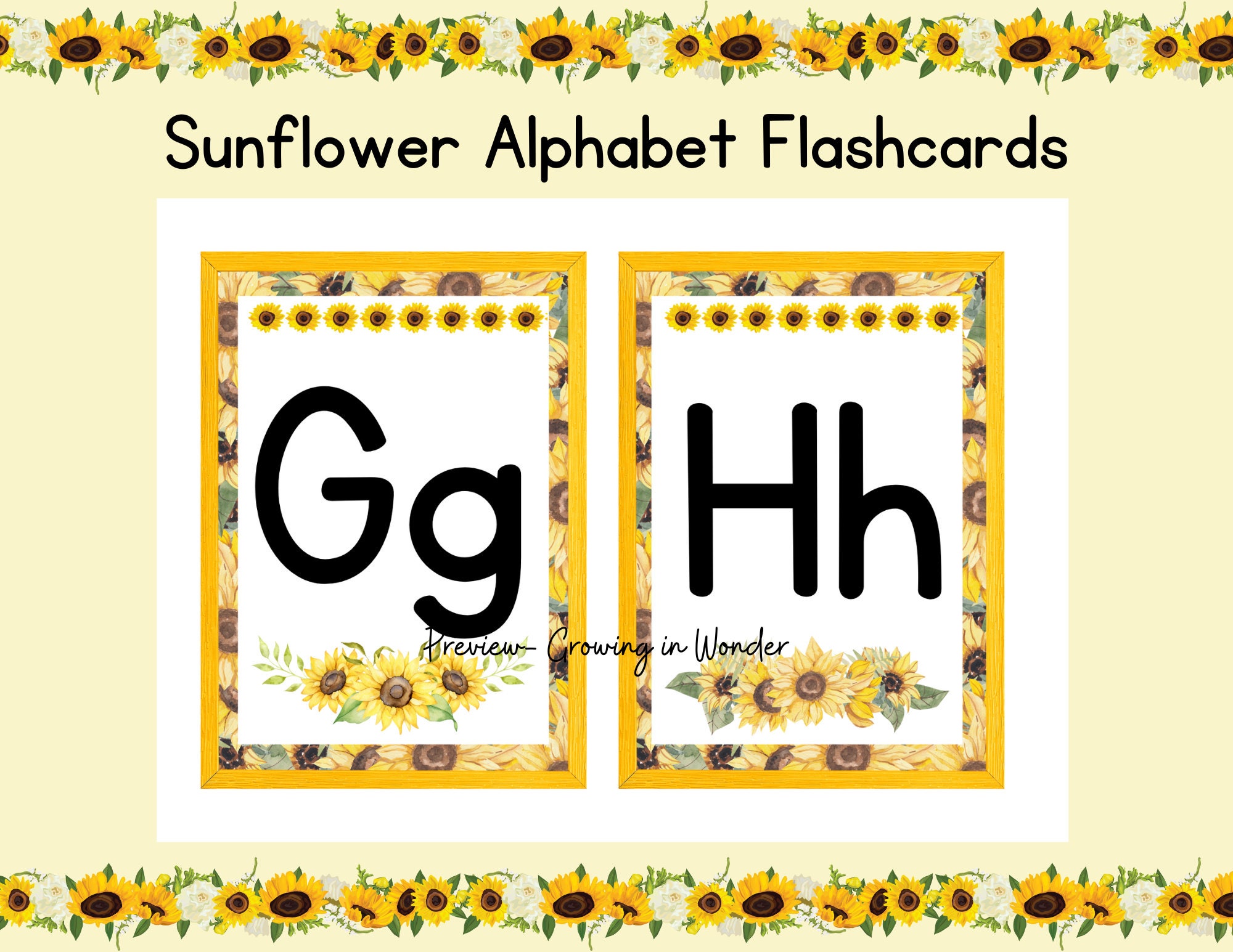 Alphabet Sunflower Cards - Etsy