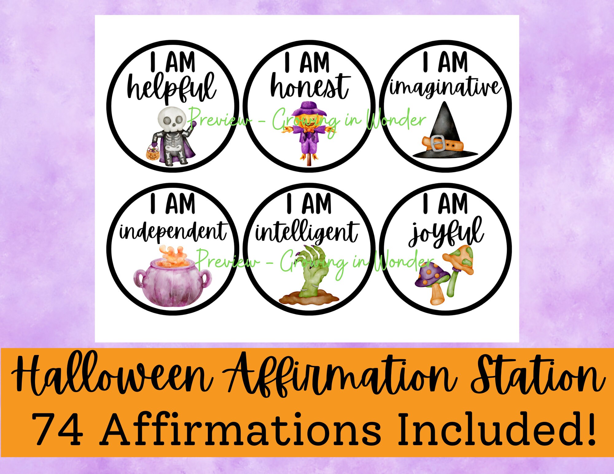 Halloween Affirmation Station Printable Affirmations for Kids - Etsy