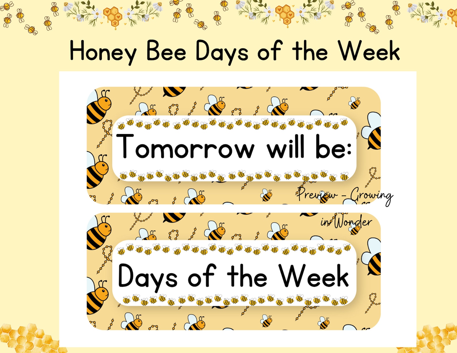 Honey Bee Days of the Week - Etsy