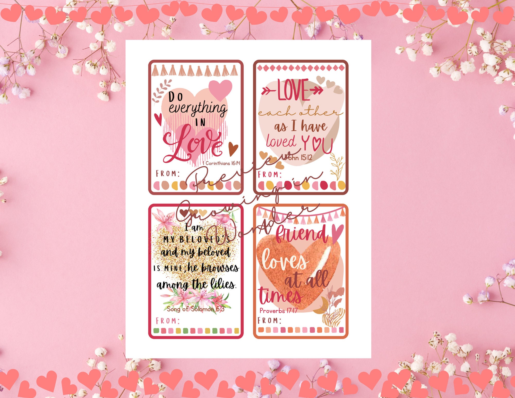 Bible Verse Printable Valentine's Day Cards, Boho - Etsy