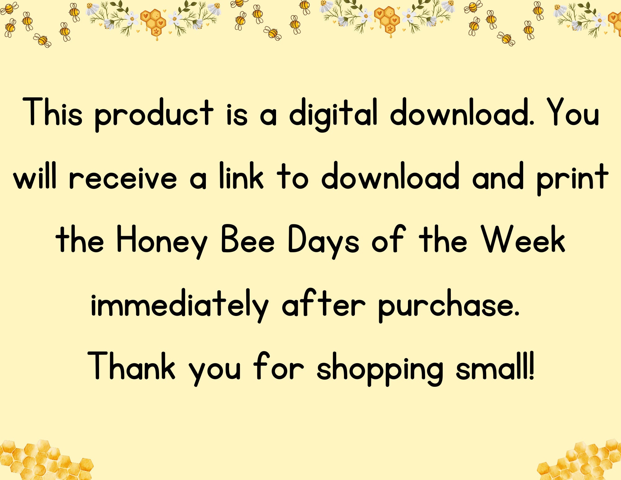 Honey Bee Days of the Week - Etsy