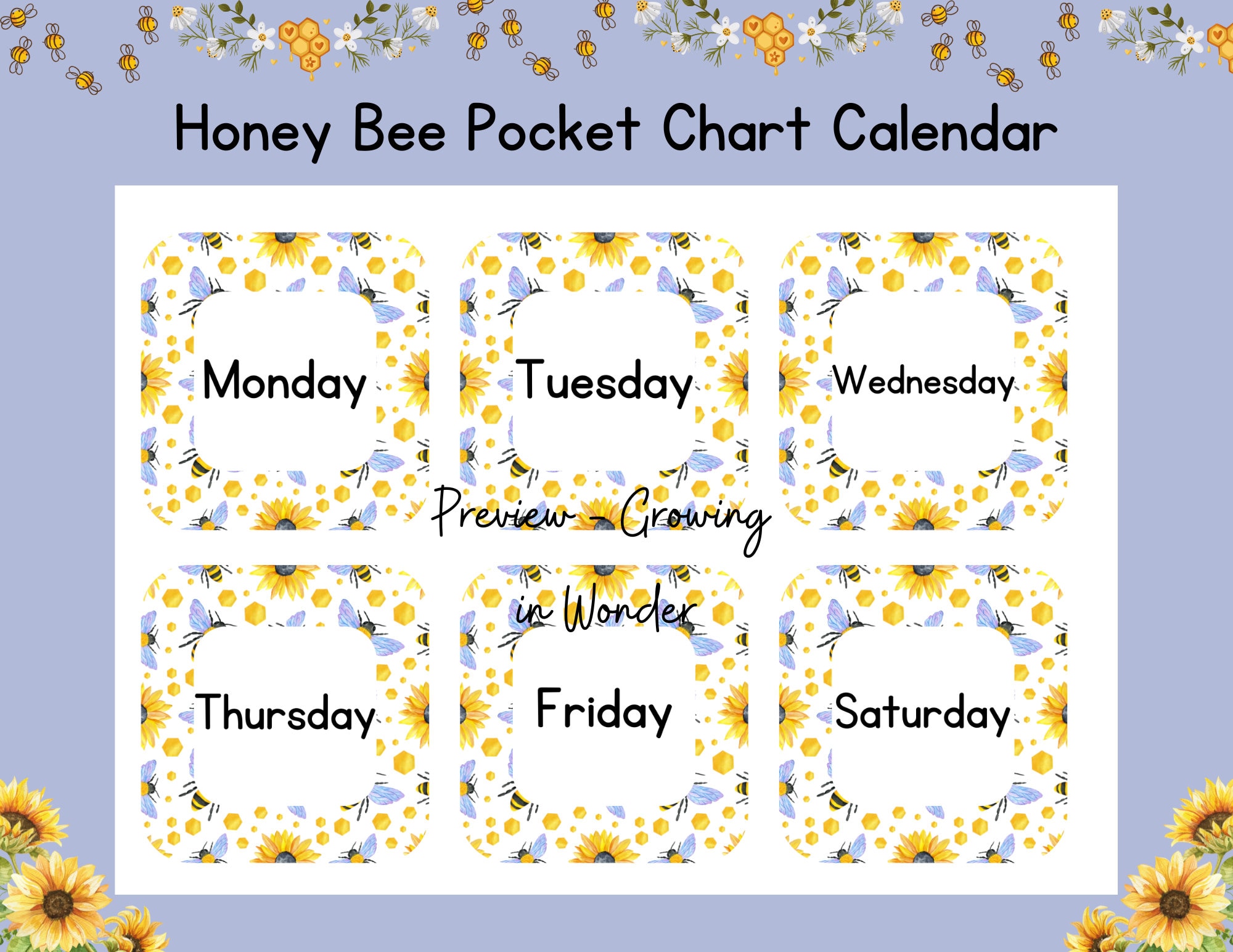 Bee Pocket Chart Calendar, Classroom Bulletin Board Calendar - Etsy