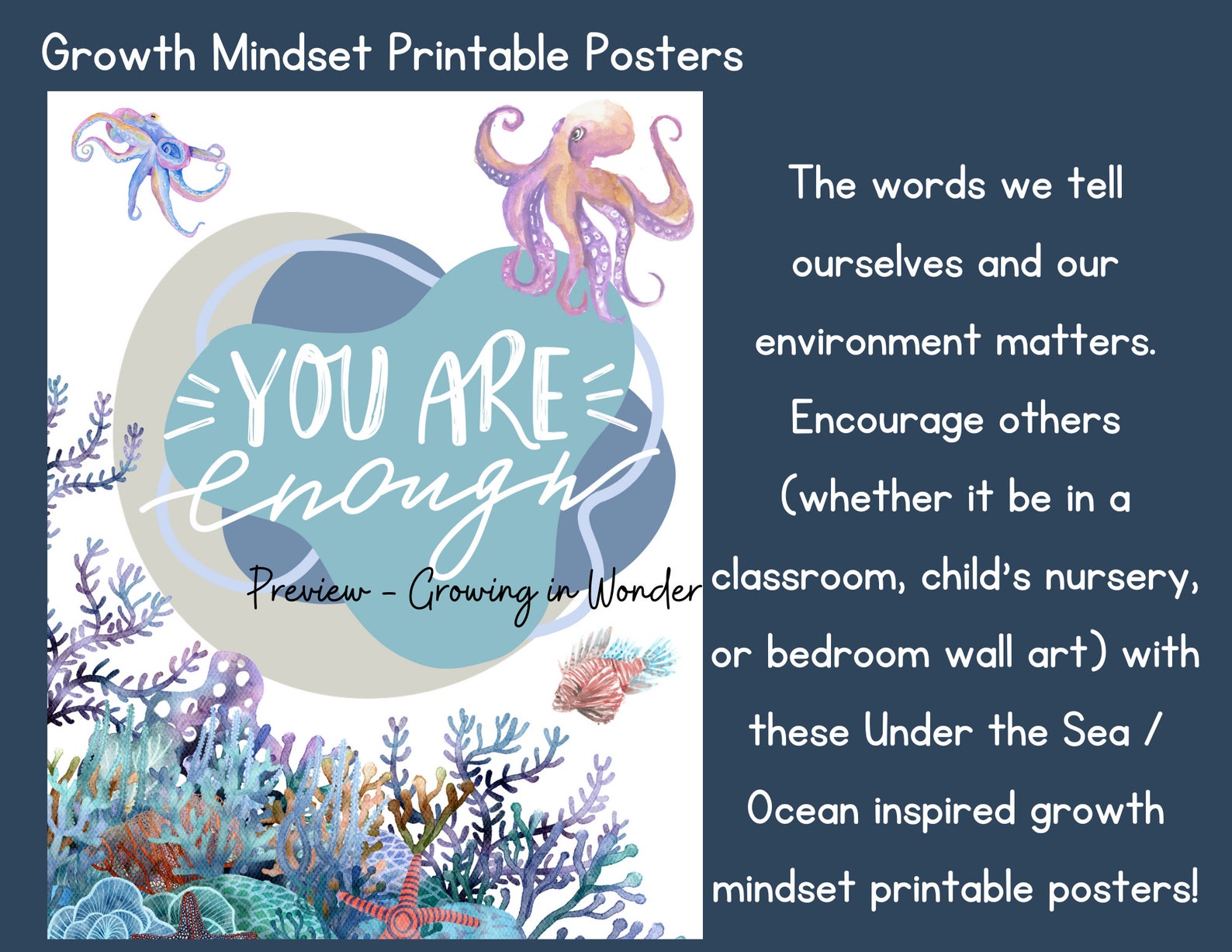 Under the Sea Growth Mindset Printable Posters - Etsy