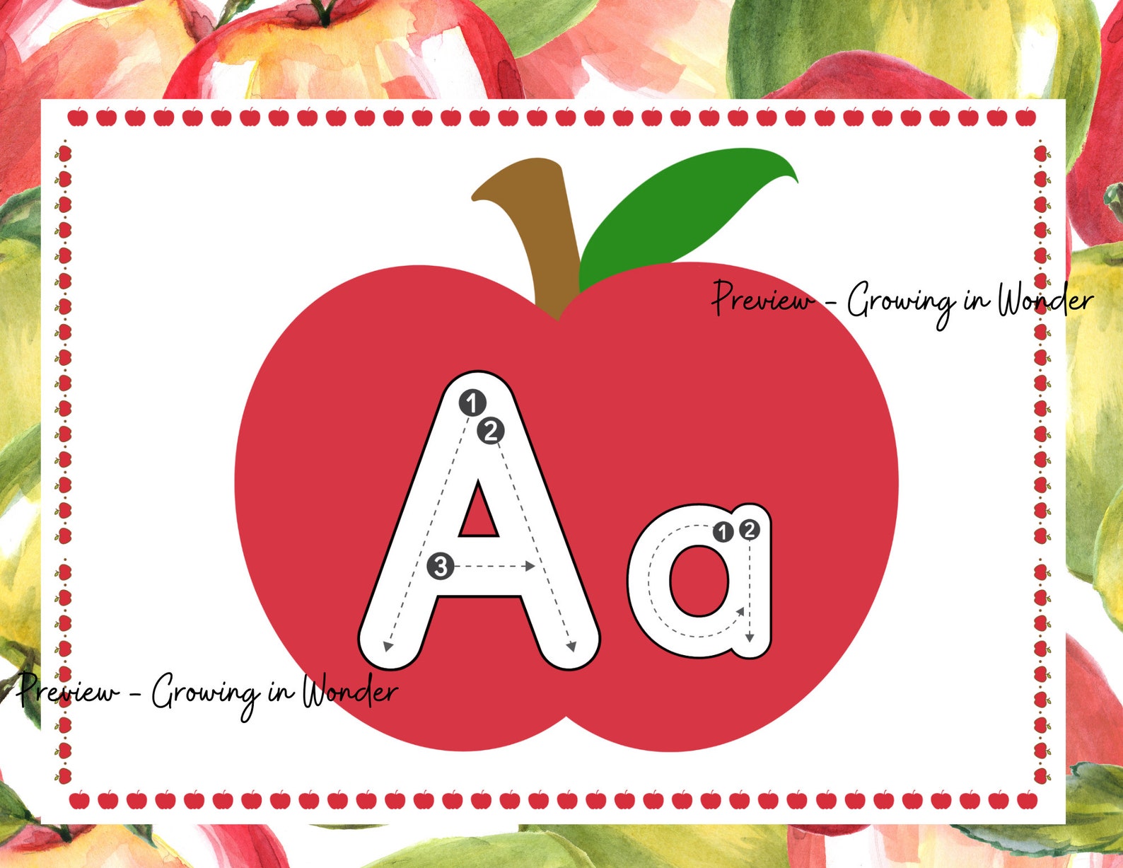 Apple Alphabet Tracing Mats: Letter Formation (printable) - Etsy