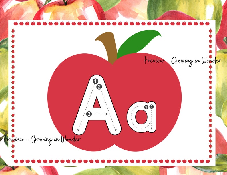 Apple Alphabet Tracing Mats: Letter Formation (printable) - Etsy