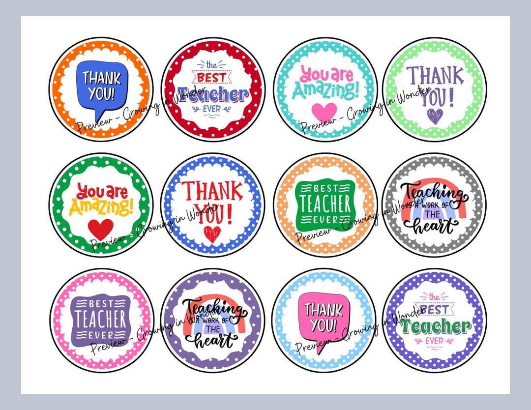 Thank You Teacher Cupcake Toppers, End of the Year Staff Gift, Teacher ...