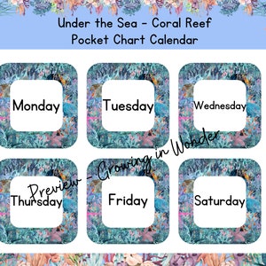 Ocean Theme Pocket Chart Calendar, Under the Sea Classroom - Etsy