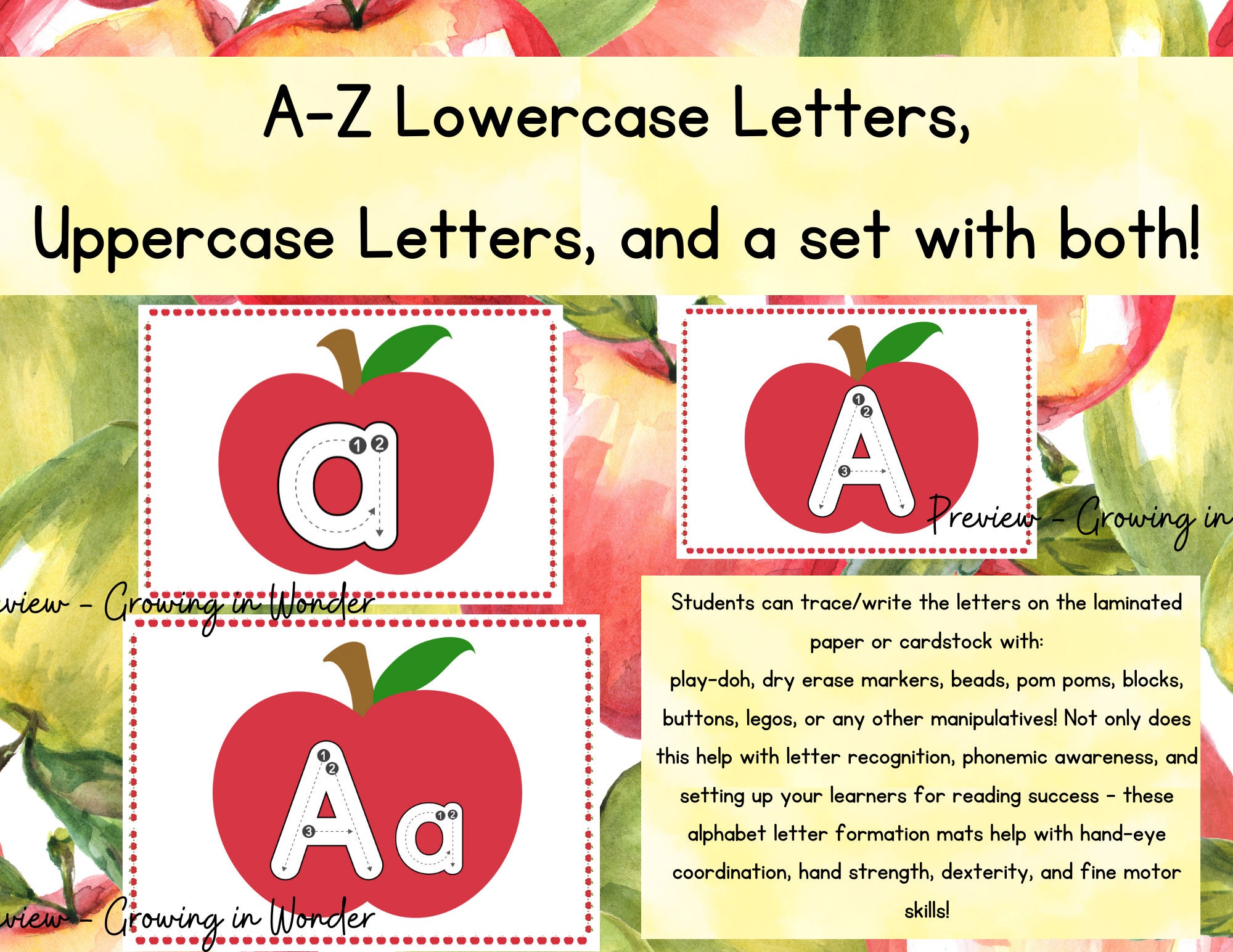 Apple Alphabet Tracing Mats: Letter Formation (printable) - Etsy