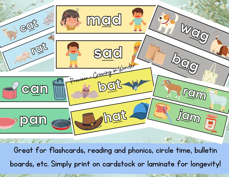Phonics and Reading, Short A Cvc, Ccvc Flashcards and Puzzles - Etsy
