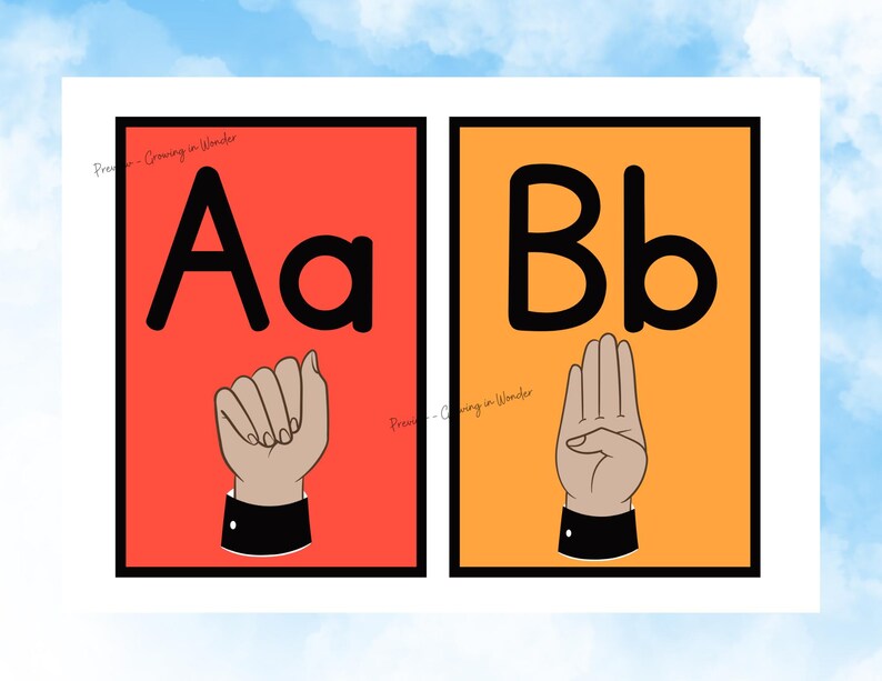 Alphabet Sign Language Printable Posters, Rainbow Colors, Back to ...