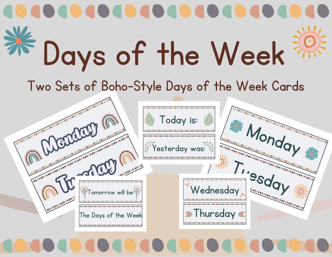 Days of the Week boho Theme - Etsy