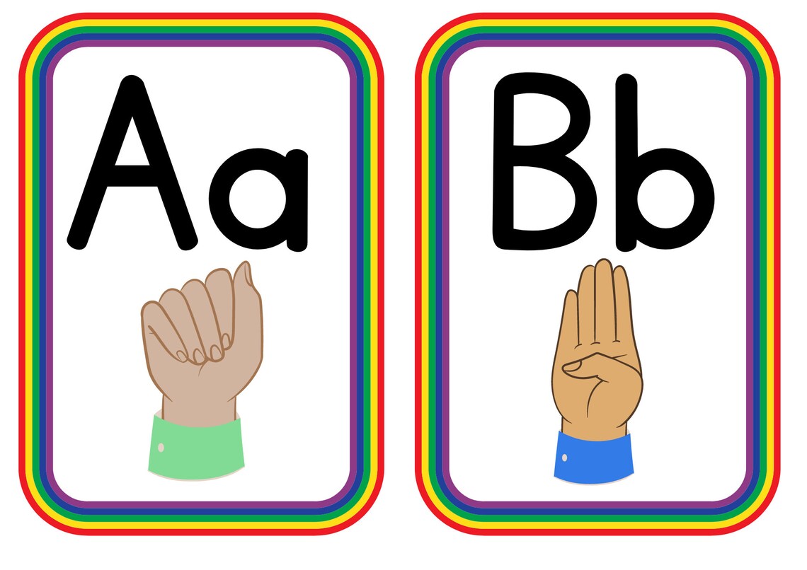 American Sign Language Alphabet Flashcards - Boho, Rainbow, and Animal ...