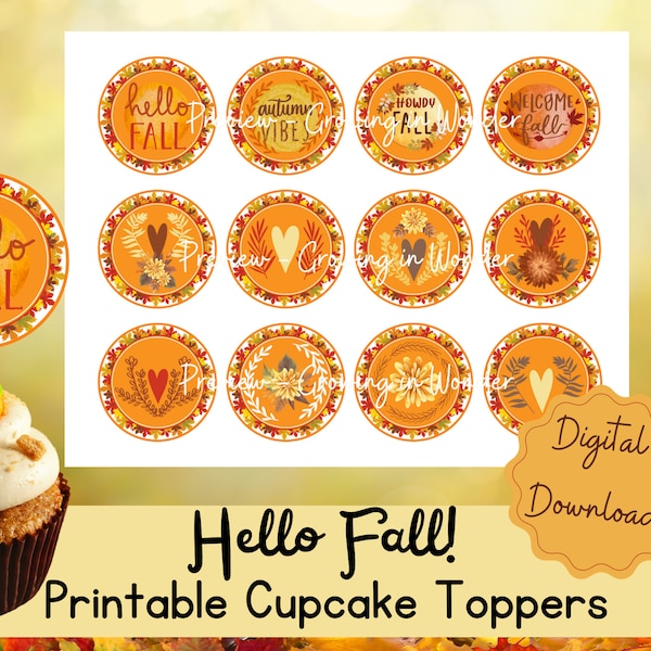 Fall Cupcake Toppers - Etsy
