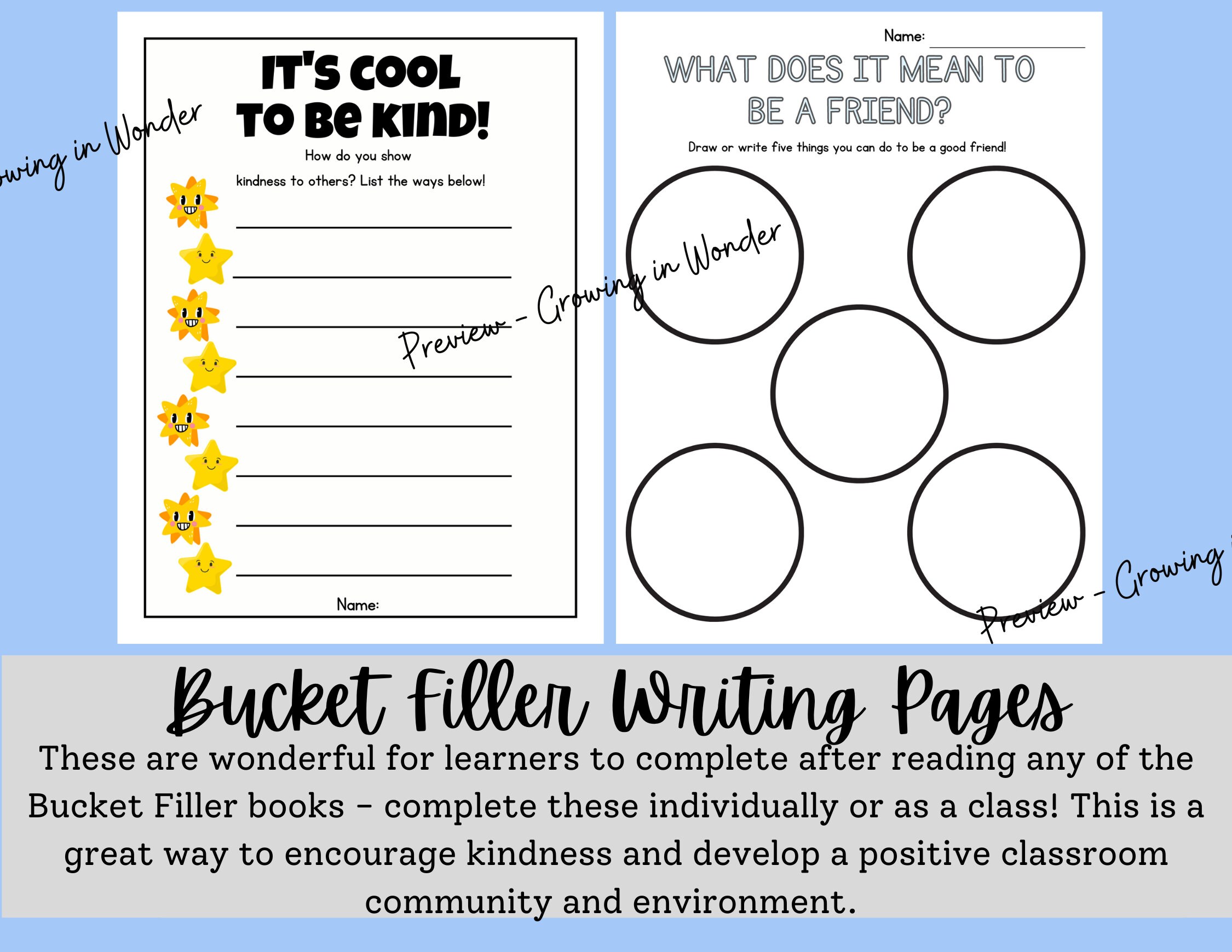 Bucket Filler Classroom Activity, Writing, Posters, Back to School - Etsy