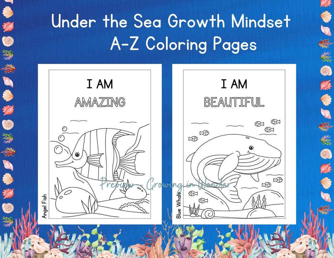 Ocean Animal Growth Mindset Coloring Pages, Under the Sea Activity - Etsy