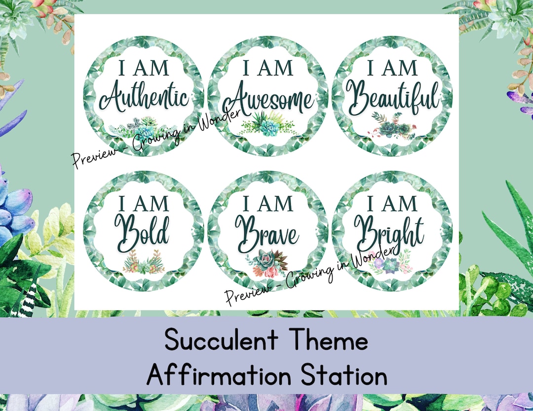 Succulent, Plant Affirmation Station: Back to School Bulletin Board - Etsy