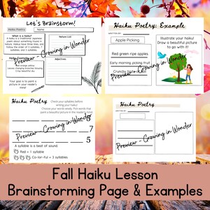 Fall Haiku Poetry Templates, Autumn Writing Activity - Etsy