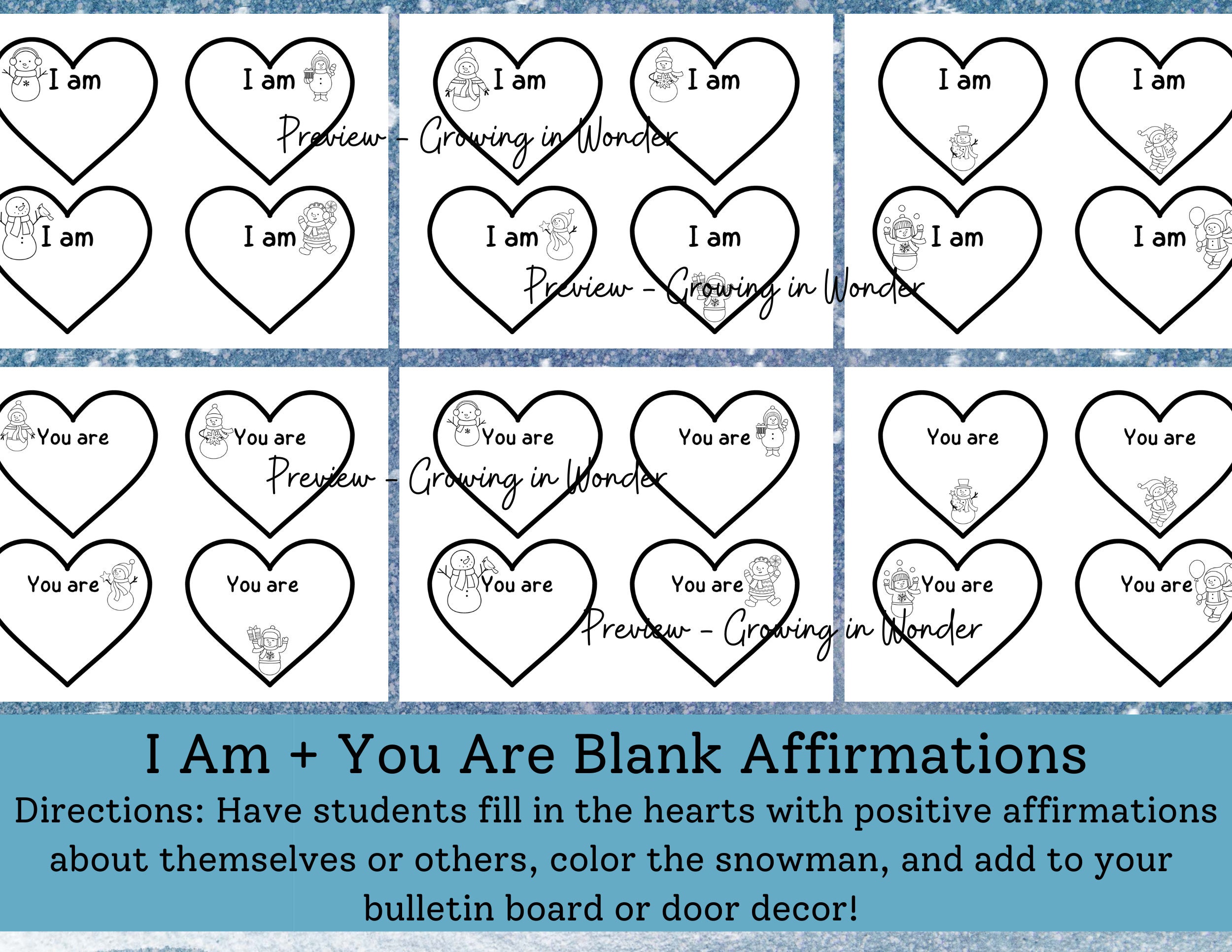 Winter Snowman Bible Affirmations, Christian Bulletin Board Kit - Etsy