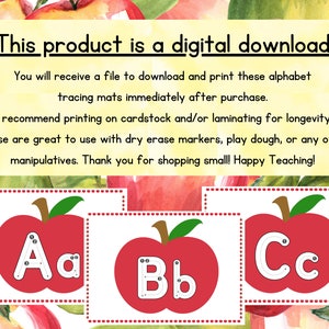 Apple Alphabet Tracing Mats: Letter Formation (printable) - Etsy