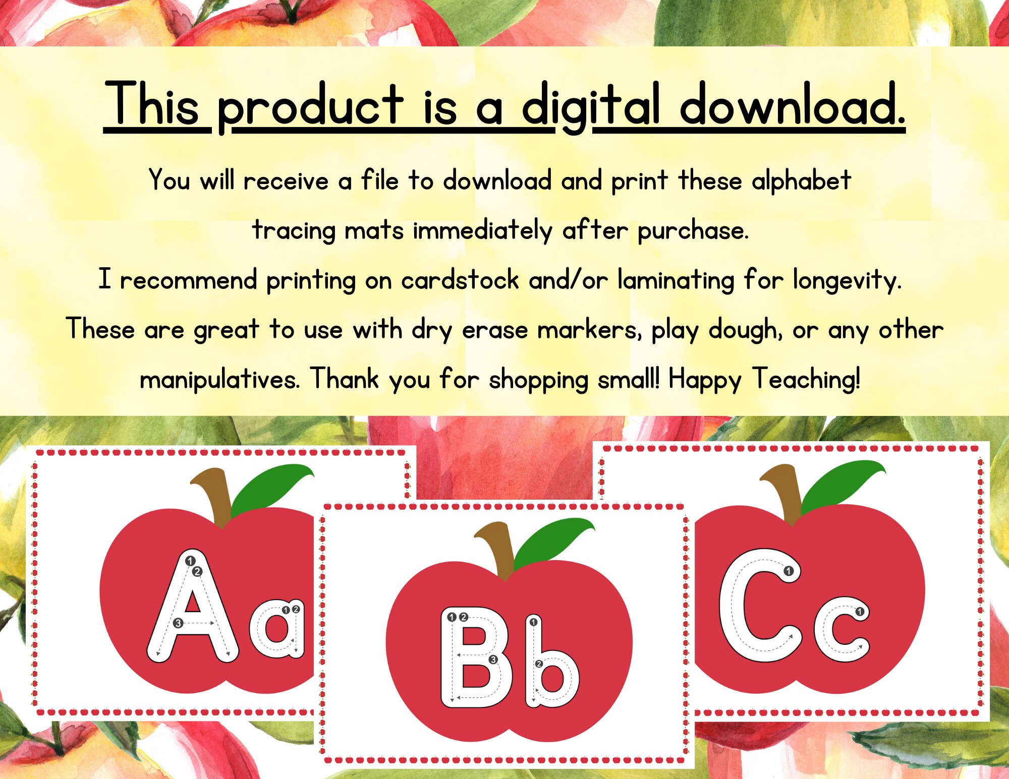 Apple Alphabet Tracing Mats: Letter Formation (printable) - Etsy
