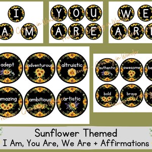 Sunflower Affirmation Station, Fall Bulletin Board Decor, Positive ...