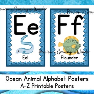 Ocean Animal Alphabet Posters, Under the Sea Printables - Etsy