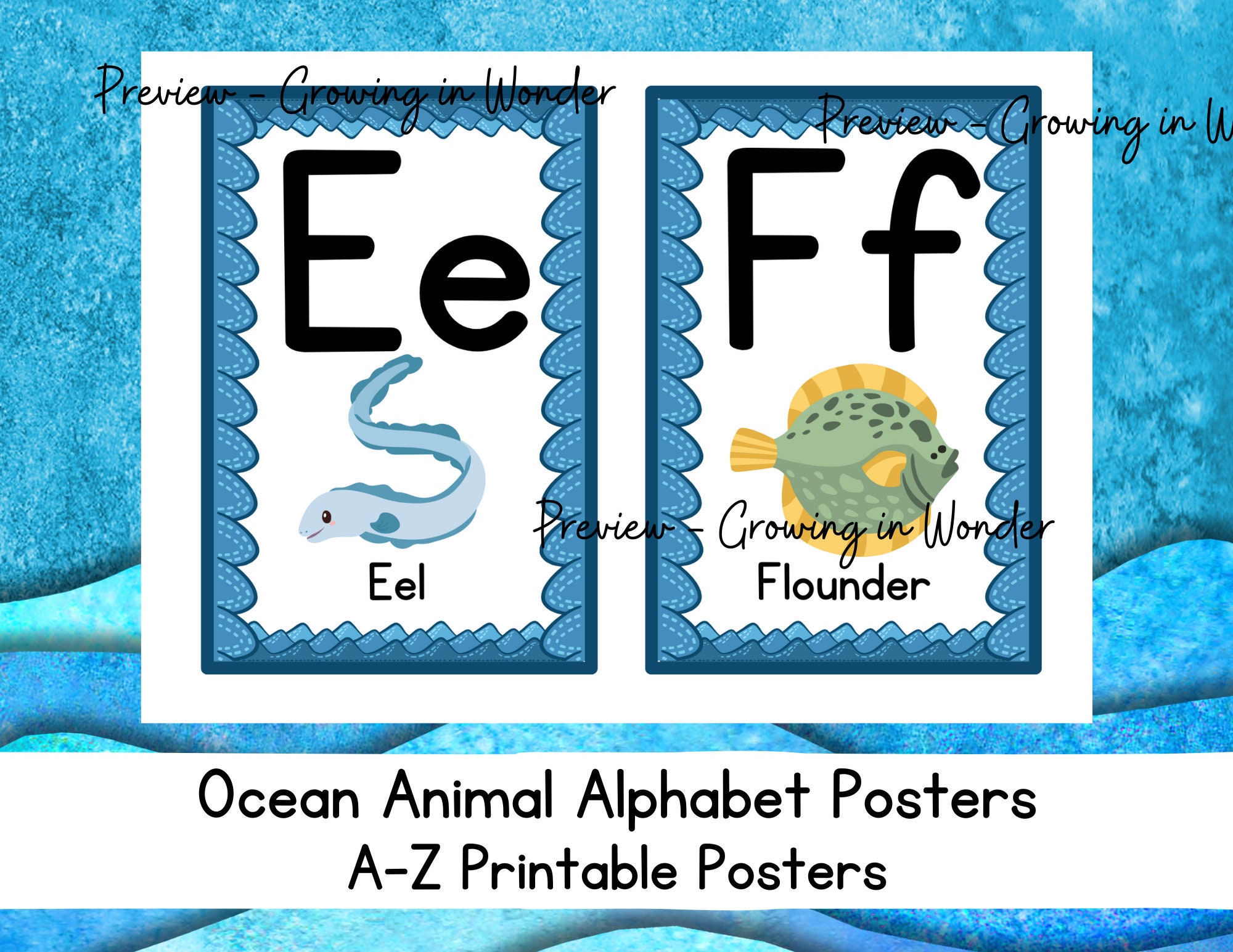 Ocean Animal Alphabet Posters Under the Sea Printables - Etsy