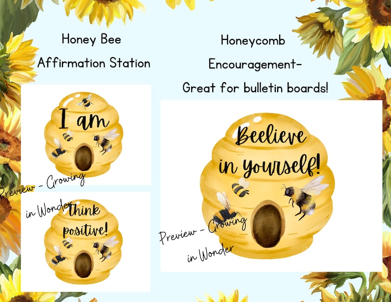 Honey Bee Affirmation Station, Back to School Bulletin Board Kit - Etsy