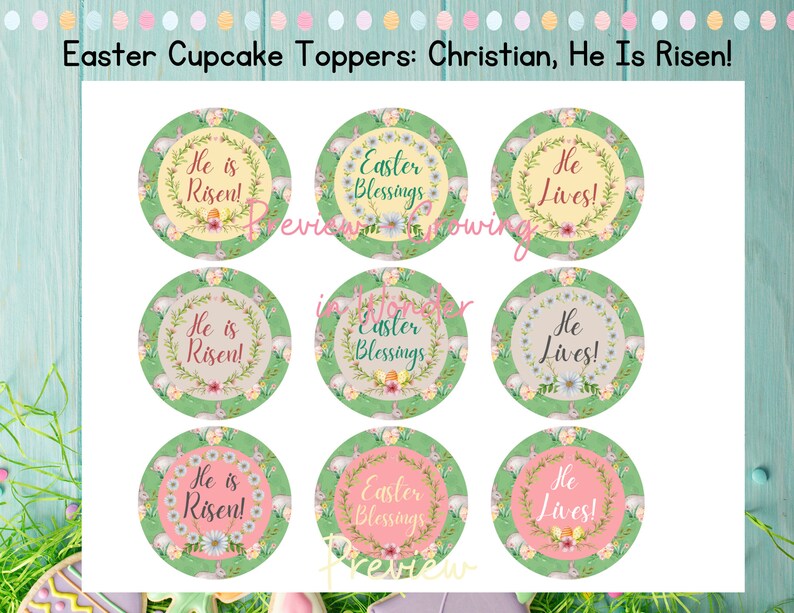 Printable Easter Cupcake Toppers, Christian, He is Risen - Etsy