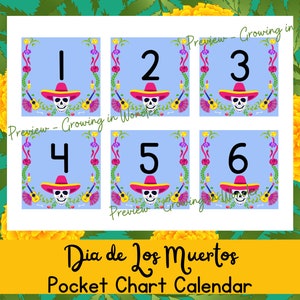 Dia De Los Muertos Pocket Chart Calendar, Day of the Dead Classroom ...