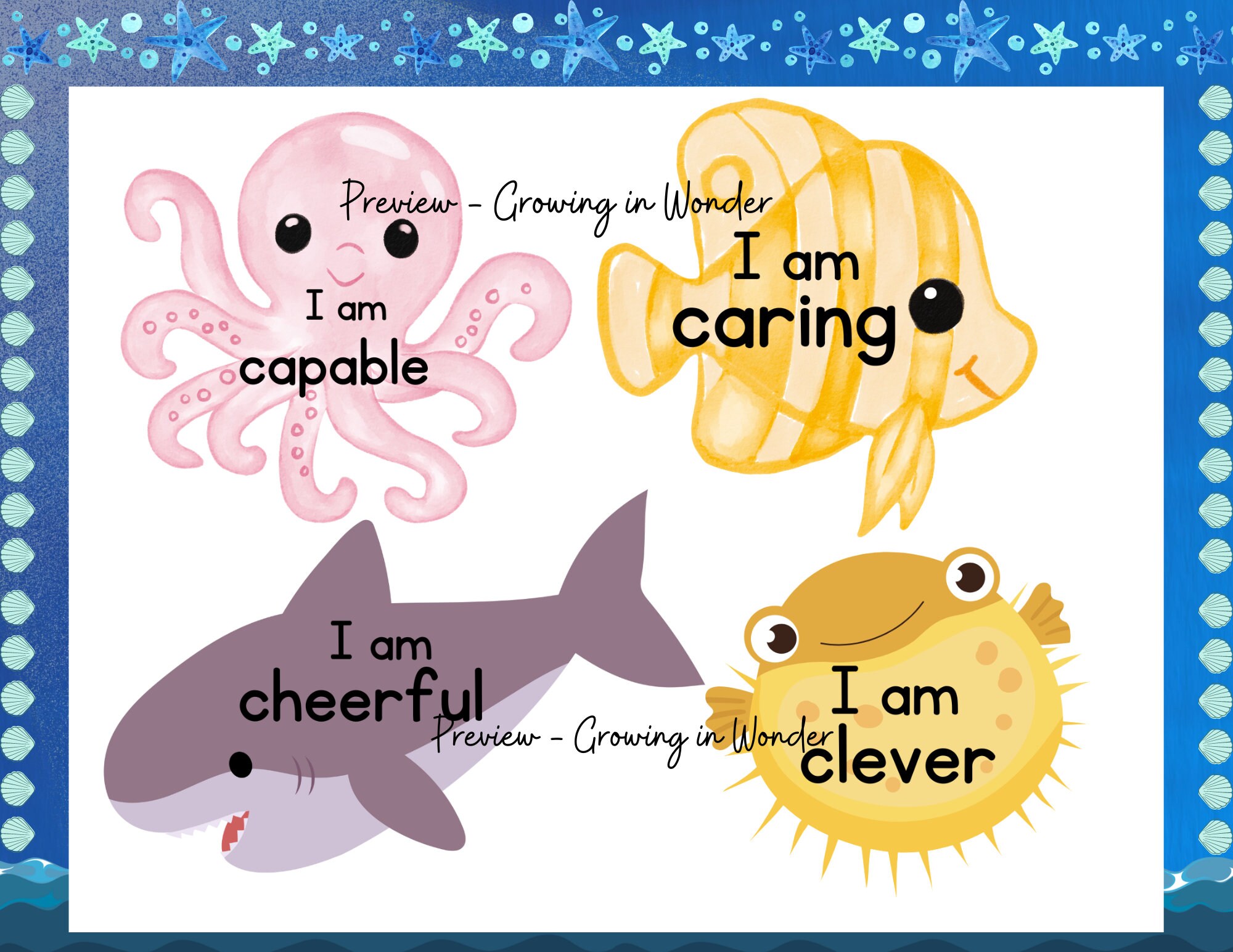 Under the Sea, Ocean Animal Affirmation Station - Etsy