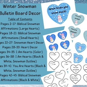 Winter Snowman Bible Affirmations, Christian Bulletin Board Kit - Etsy