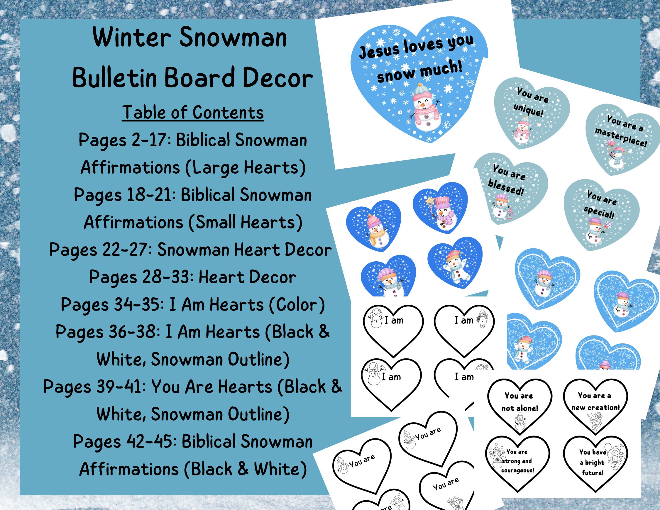 Winter Snowman Bible Affirmations, Christian Bulletin Board Kit - Etsy