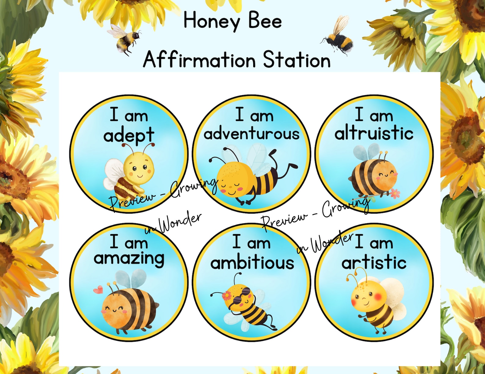 Honey Bee Affirmation Station, Back to School Bulletin Board Kit - Etsy