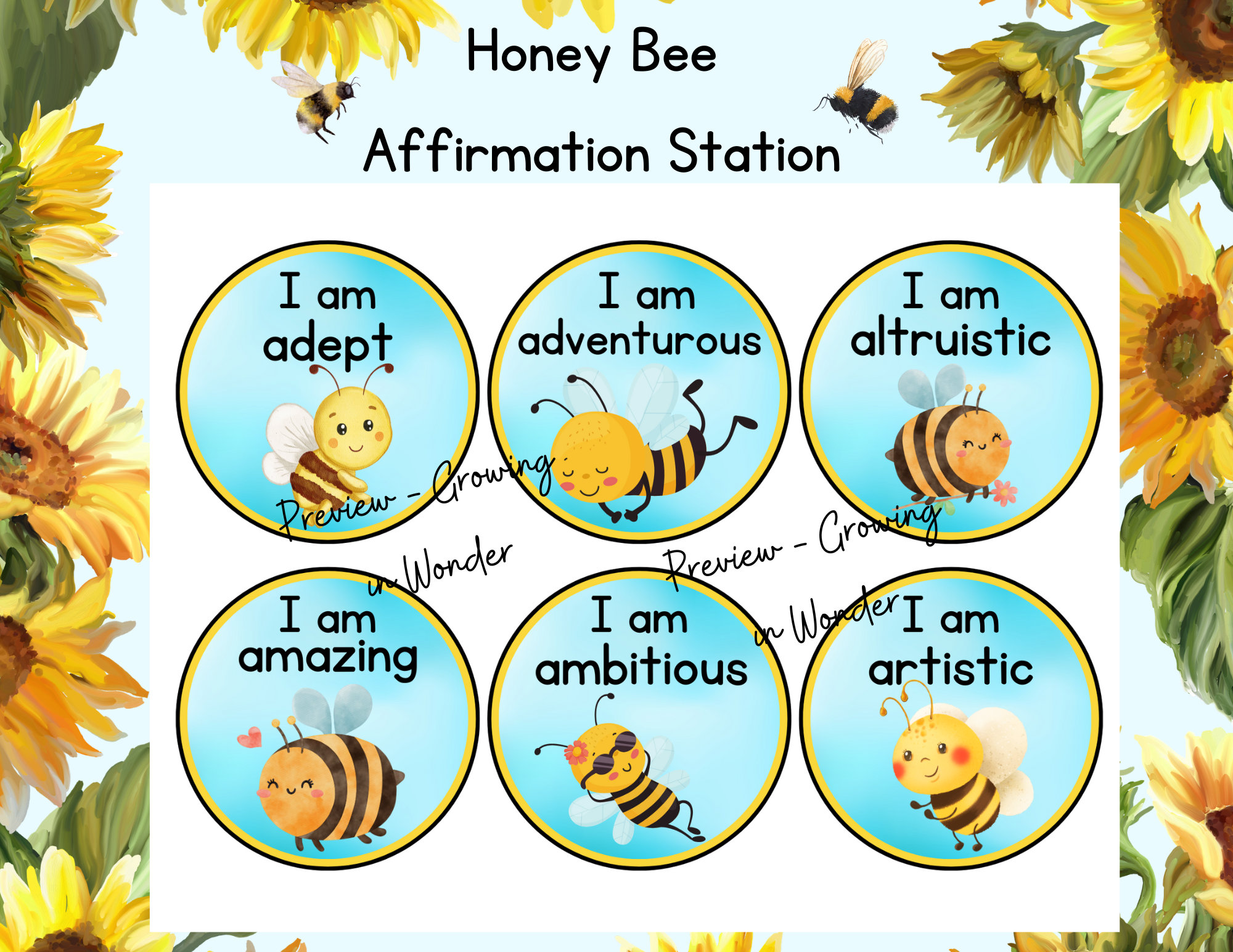 Honey Bee Affirmation Station, Back to School Bulletin Board Kit - Etsy