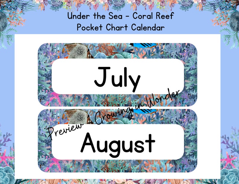 Ocean Theme Pocket Chart Calendar, Under the Sea Classroom - Etsy