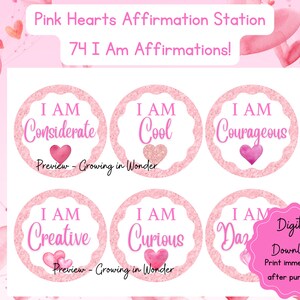 Pink Heart Affirmation Station, Mirror Border, Positive Affirmations - Etsy