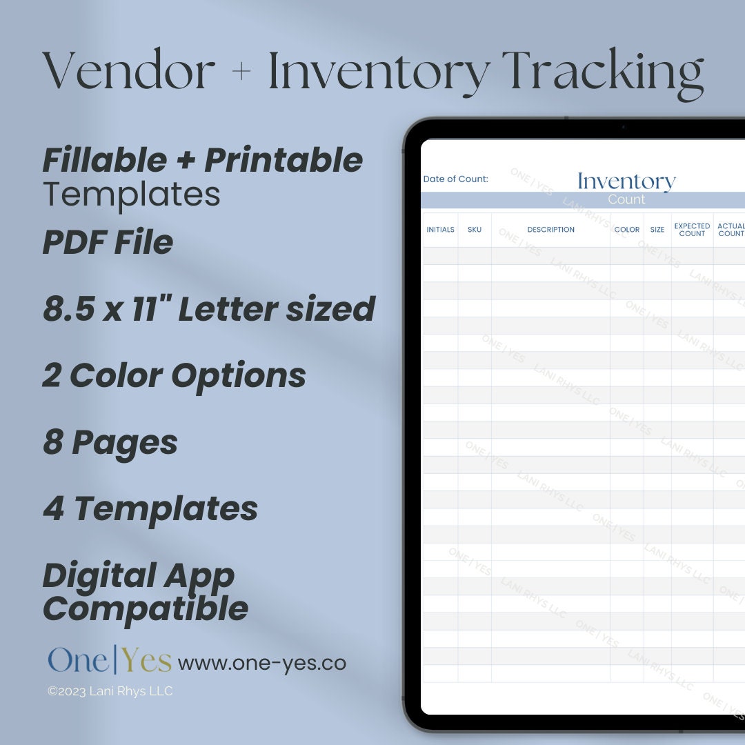 Printable Inventory Tracker: Supplier, Vendor, Count Worksheets (PDF ...