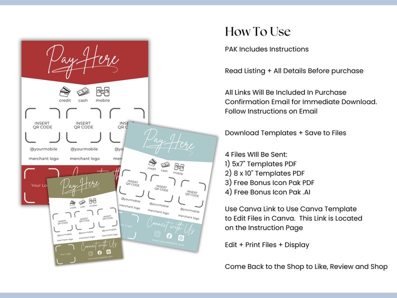 Editable Pay Here, Scan to Pay, QR Code Template, Accept Payments Here ...