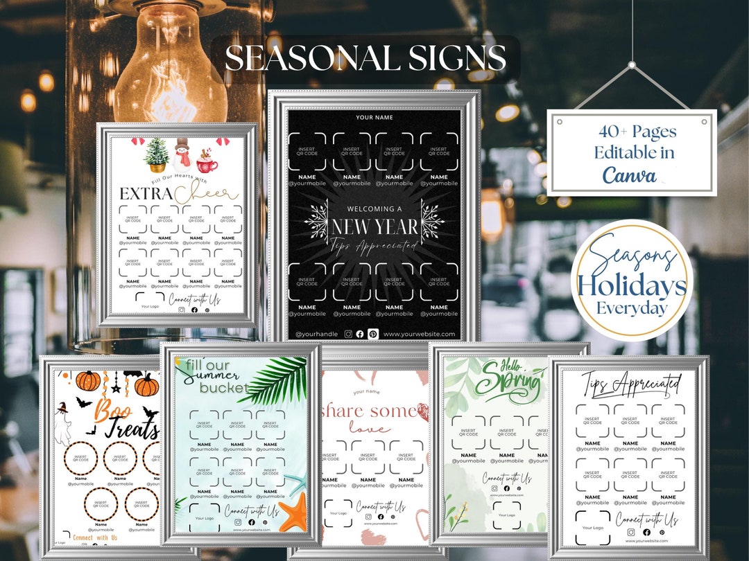 Year of Tips | Holiday | Seasonal Printable QR Tips Sign, Customizable ...