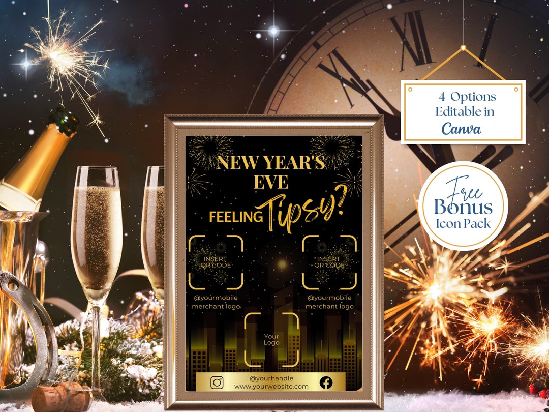 New Years Eve QR Tip Sign, Customizable Template (digital) - Etsy