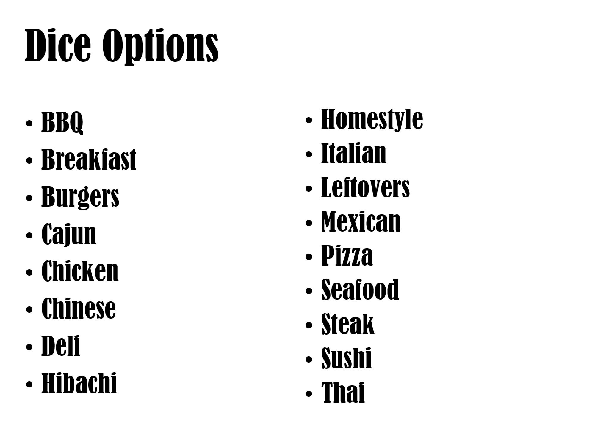 Dinner Decision Dice (SVG Digital Download) to Help You Quickly Decide ...
