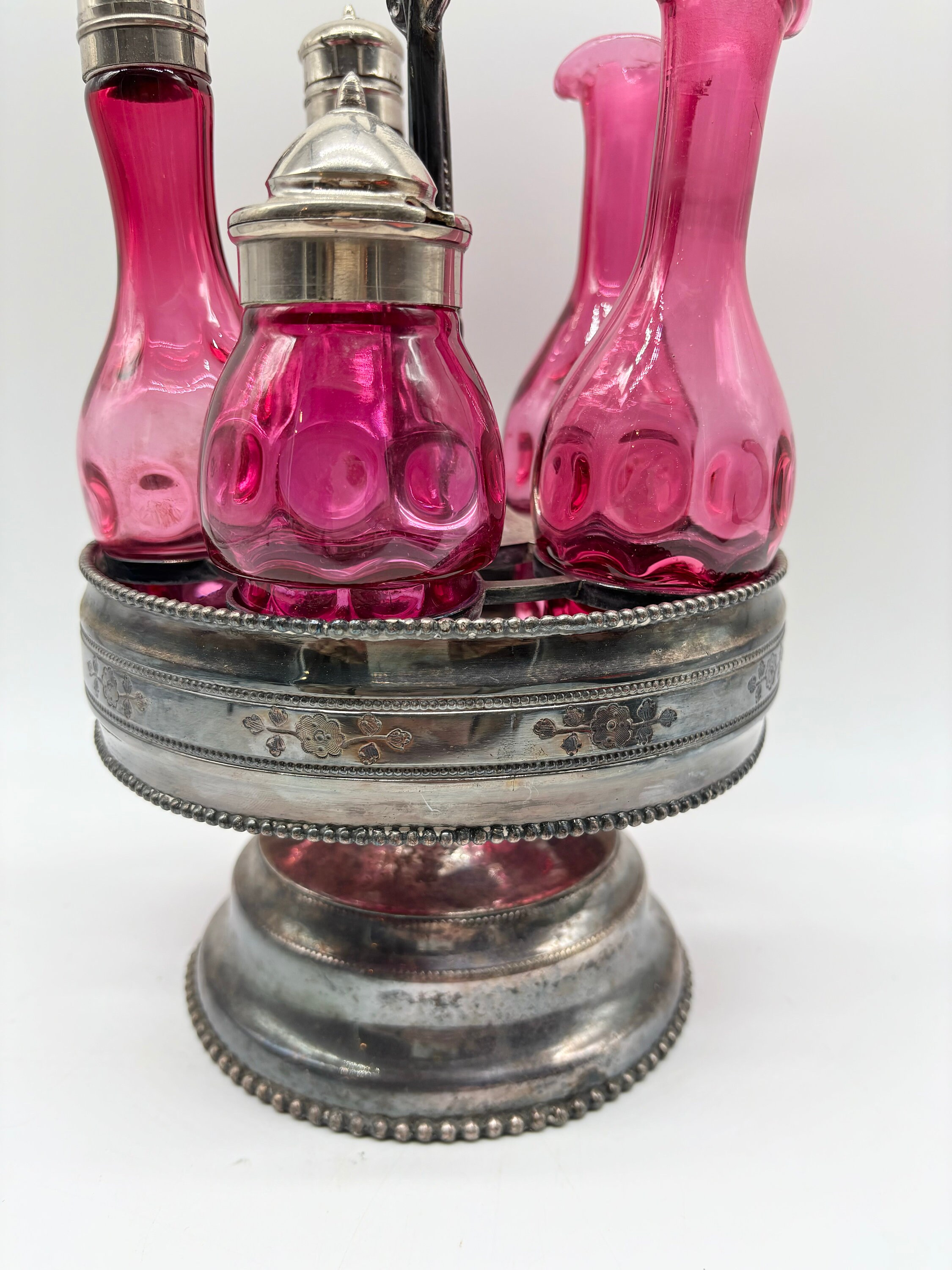 Vintage 6pc Ruby Cruet Set - Etsy